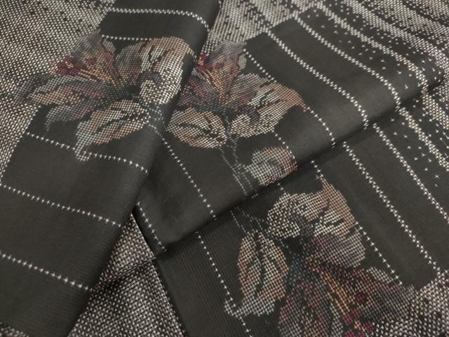 平和屋着物●本場大島紬　7マルキ　草花文　正絹　逸品　DAAY5161ud