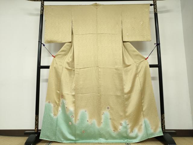平和屋着物●訪問着　駒刺繍　抽象草花文　暈し染め　金彩　正絹　逸品　DAAY5174ud