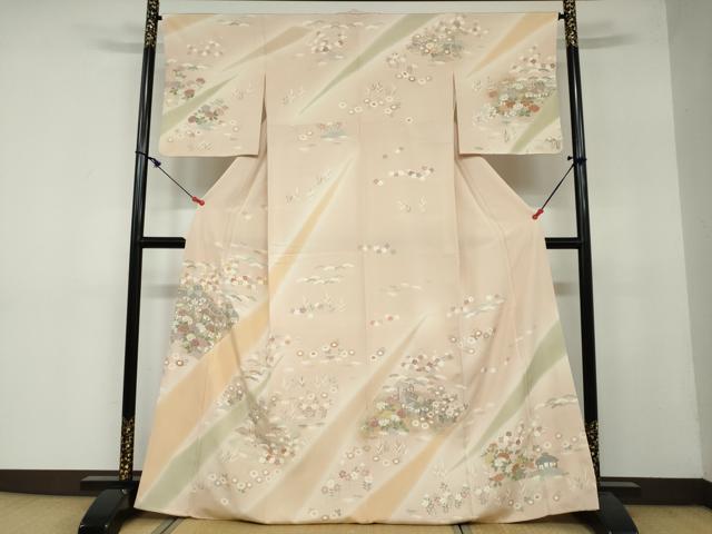 平和屋着物●訪問着　風景草花文　暈し染め　金彩　正絹　逸品　DAAY5176ud