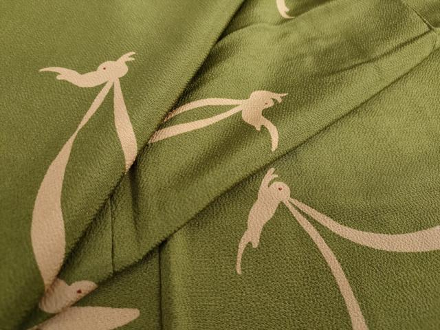 平和屋着物●上質な小紋　跳兎　鬼しぼ縮緬　ロング丈　正絹　逸品　DAAY5187ud