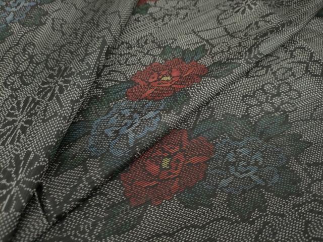 平和屋着物●本場大島紬　草花文　正絹　逸品　DAAY5216ud