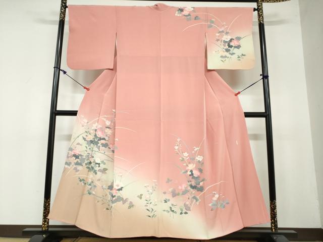 平和屋着物●訪問着　友禅　作家物　草花文　暈し染め　正絹　逸品　DAAY5221ud