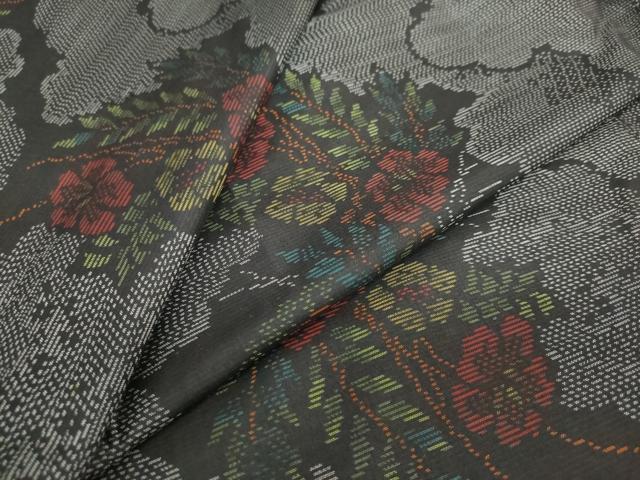 平和屋着物●本場大島紬　雲霞草花文　正絹　逸品　未使用　DAAY5225ud