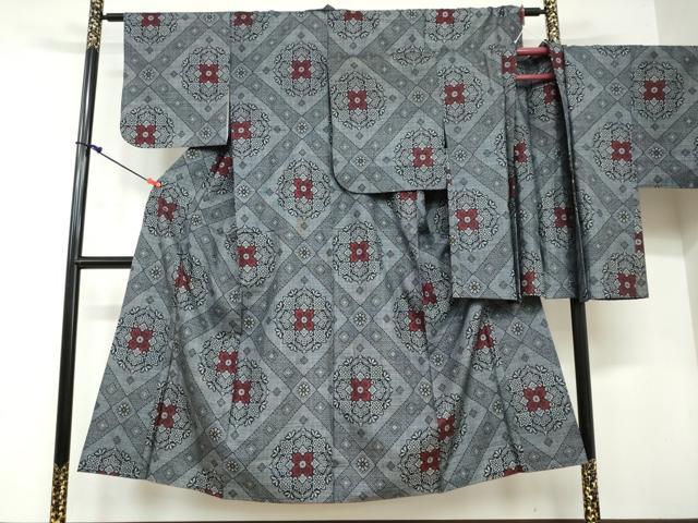 平和屋着物●本場大島紬　アンサンブル　割込絣　花菱文　正絹　逸品　DAAY5259ud