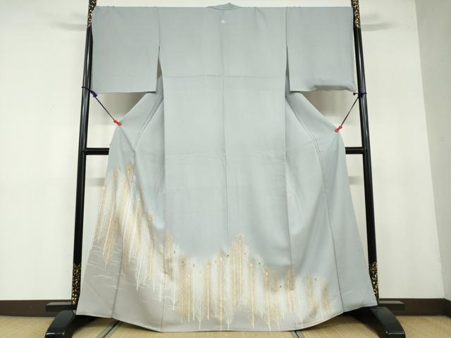 平和屋着物●豪華色留袖　枝葉文　金彩　反端付き　正絹　逸品　DAAY5267ud