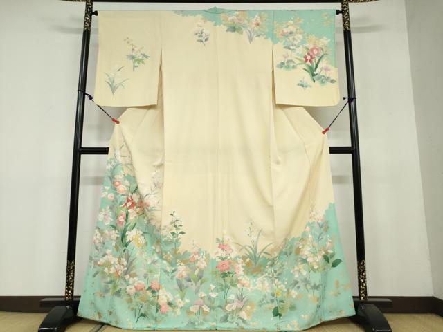 平和屋着物●訪問着　草花文　金彩　正絹　逸品　DAAY5289ud