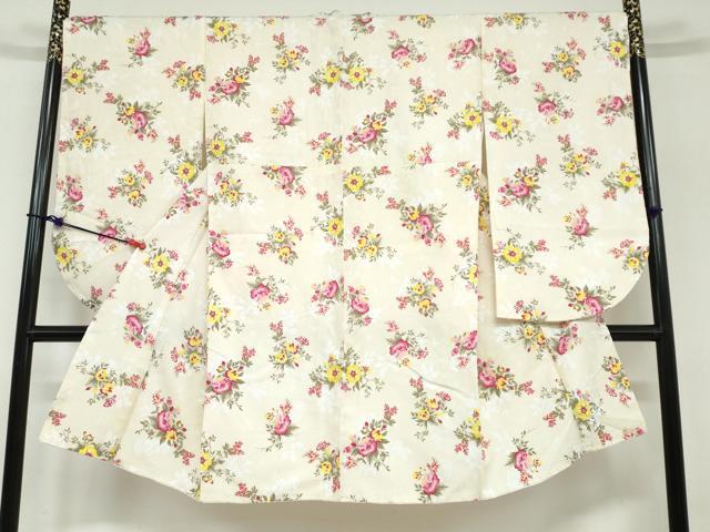 平和屋着物●小振袖　二尺袖　草花文　洗える着物　逸品　新品　DAAY5322ud