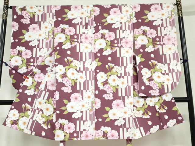 平和屋着物●小振袖　二尺袖　枝花文　洗える着物　逸品　新品　DAAY5324ud