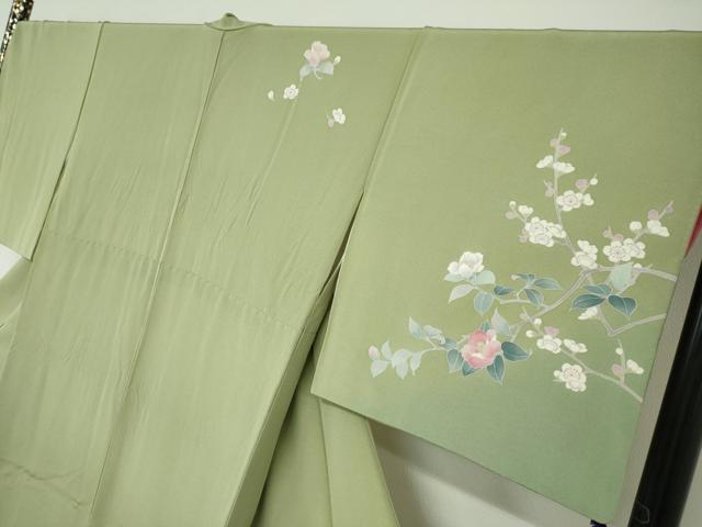 平和屋着物○訪問着 友禅 枝花文 暈し染め 反端付き