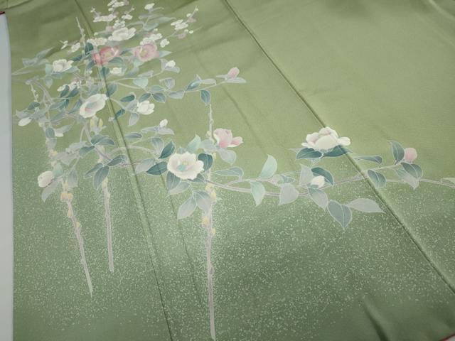 平和屋着物●訪問着　友禅　枝花文　暈し染め　反端付き　正絹　逸品　DAAY5346ud 平和屋着物○訪問着 友禅 枝花文 暈し染め 反端付き