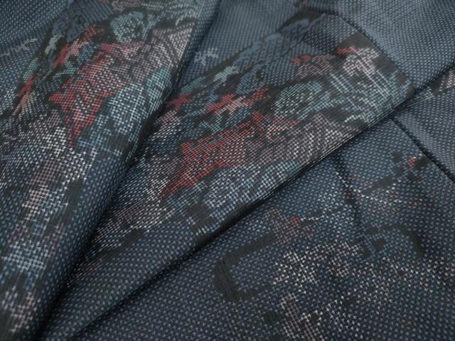 平和屋着物●本場大島紬　7マルキ　風景草花文　（有）岩越絹織物謹製　証紙付き　正絹　逸品　未使用　DAAY5348ud