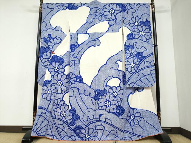 平和屋着物●豪華振袖　総絞り　立波草花文　正絹　逸品　DAAY5392ud