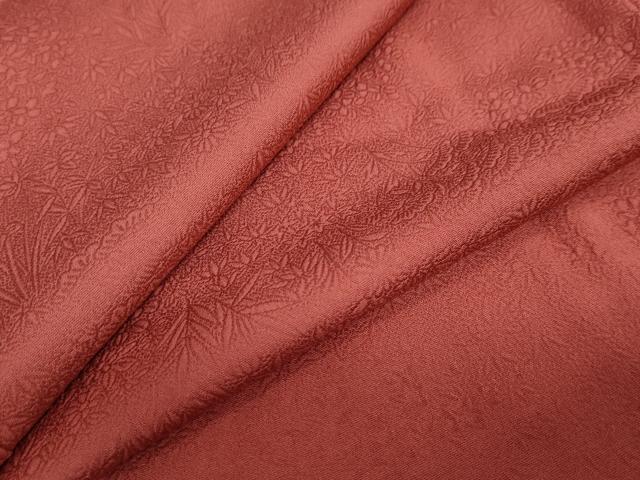 平和屋着物●本加賀友禅作家　毎田健治監修　色無地　草花地紋　蘇芳色　正絹　逸品　DAAY5410ud