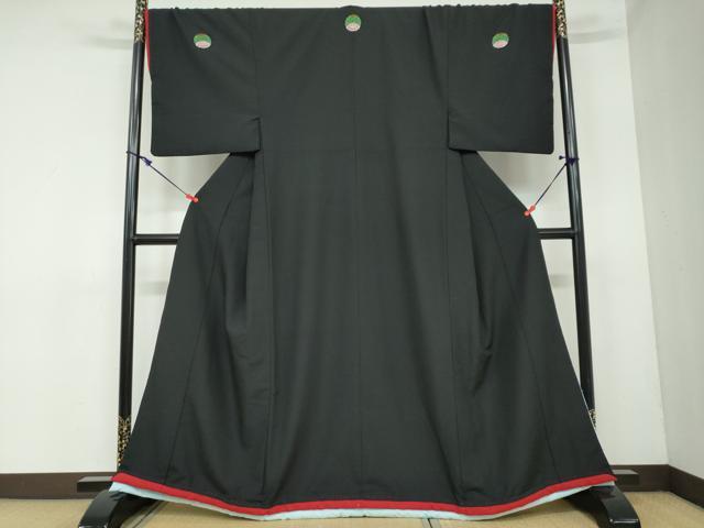 平和屋着物●男性　黒紋付　洗える着物　DAAY5477ud