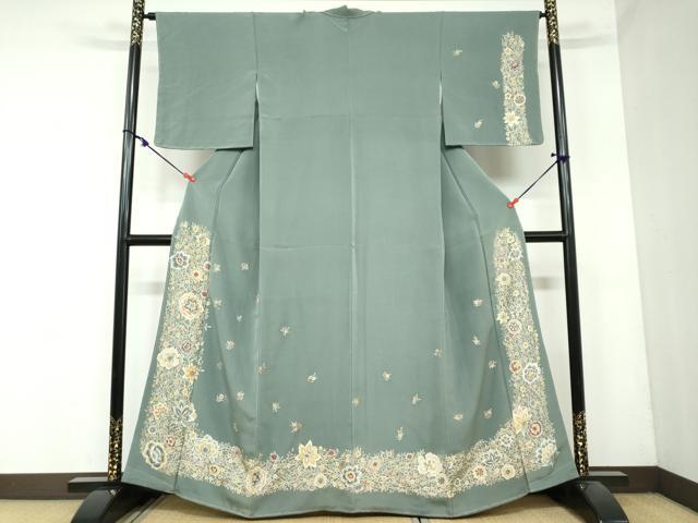 平和屋着物●訪問着　草花文　駒雲井　金彩　反端付き　正絹　逸品　未使用　DAAY5484ud