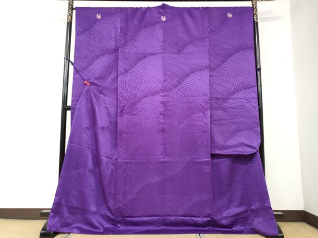 平和屋着物●豪華振袖　抽象地紋　本紫色　ロング丈　正絹　逸品　DAAY5511ud