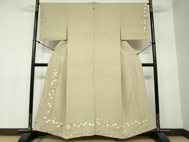 平和屋着物●訪問着　作家物　駒刺繍　枝花文　金彩　正絹　逸品　DAAY5517ud