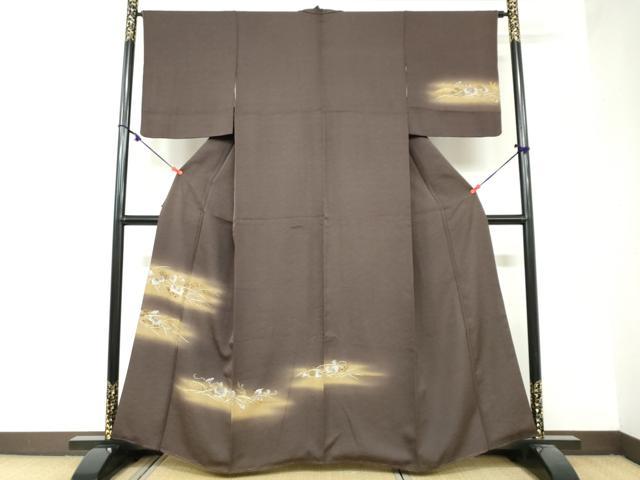 平和屋着物●訪問着　駒刺繍　蔦の葉文　暈し染め　金彩　正絹　逸品　DAAY5519ud