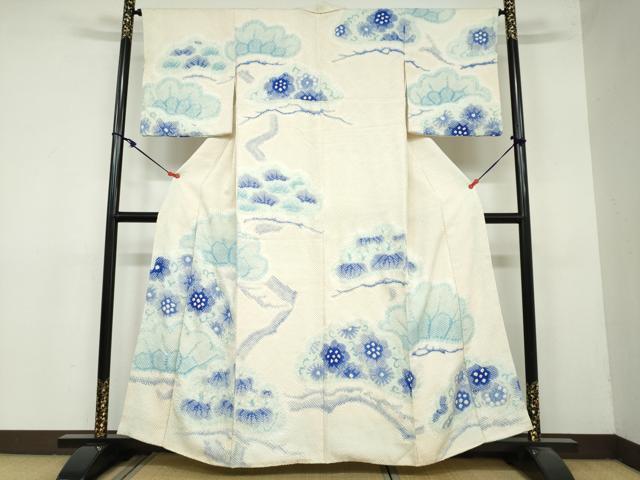 平和屋着物●訪問着　総絞り　草花文　正絹　逸品　DAAY5617ud