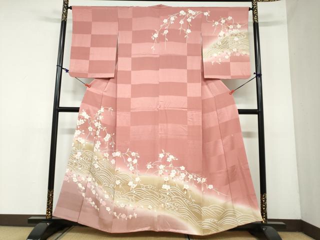 平和屋着物●訪問着　作家物　立波枝桜文　暈し染め　金彩　正絹　逸品　DAAY5633ud