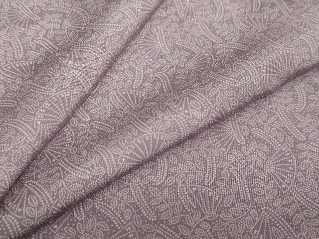 平和屋着物●人間国宝 初代 六谷梅軒(六谷紀久男)錐彫り 重要無形文化 財伊勢型紙 江戸小紋 扇面枝葉文 正絹 逸品 未使用 DAAY5635ud