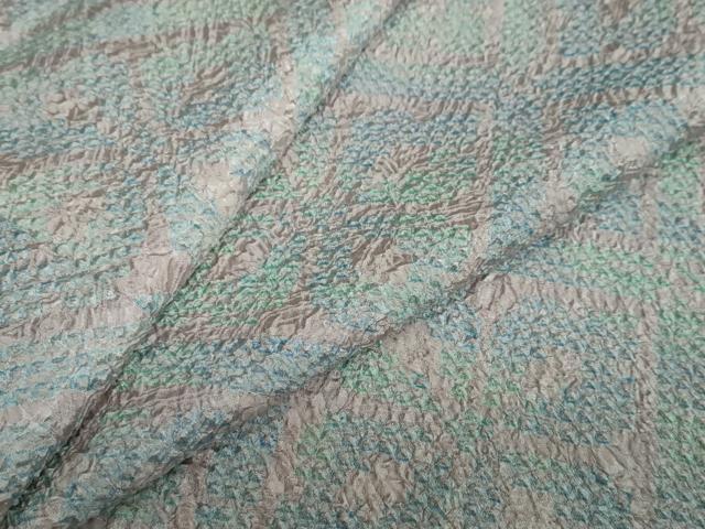 平和屋着物●上質な小紋　総絞り　菱文　正絹　逸品　未使用　DAAY5640ud