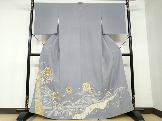 平和屋着物●豪華色留袖　立波洋花文　金彩　正絹　逸品　DAAY5701ud