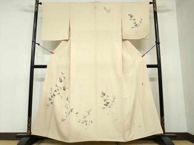 平和屋着物●訪問着　友禅　作家物　草花文　暈し染め　正絹　逸品　DAAY5736ud