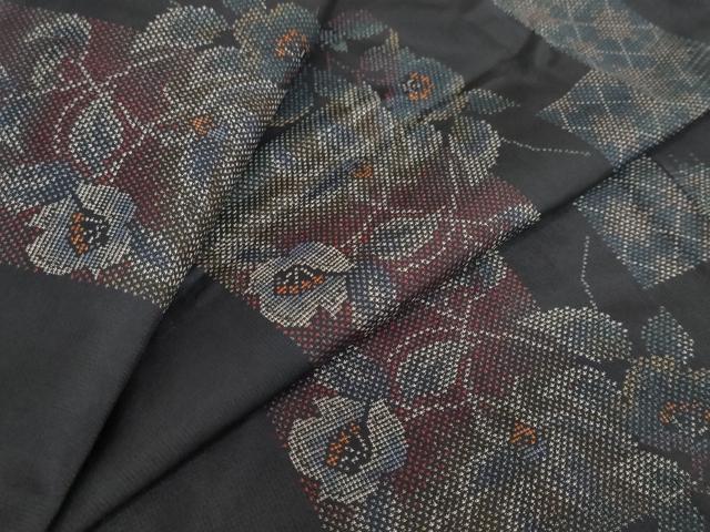 平和屋着物●本場大島紬　9マルキ　短冊草花文　正絹　逸品　DAAY5775ud