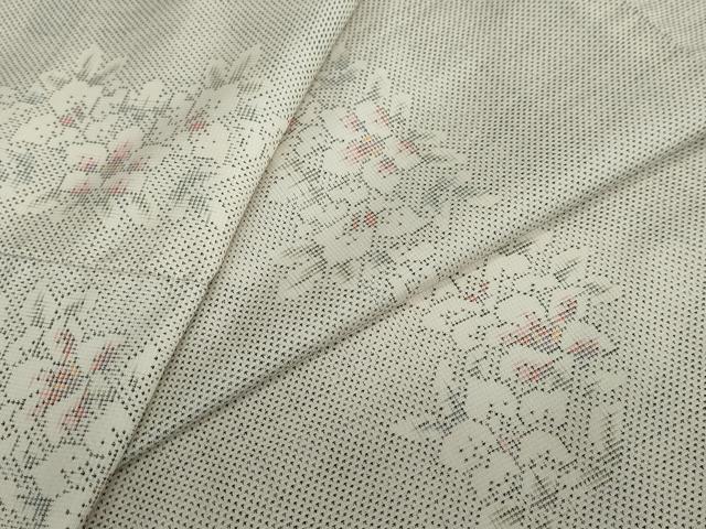 平和屋着物●本場大島紬　白大島　9マルキ　草花文　正絹　逸品　DAAY5783ud