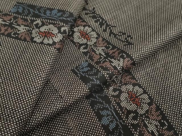 平和屋着物●本場大島紬　7マルキ　短冊草花文　正絹　逸品　DAAY5790ud