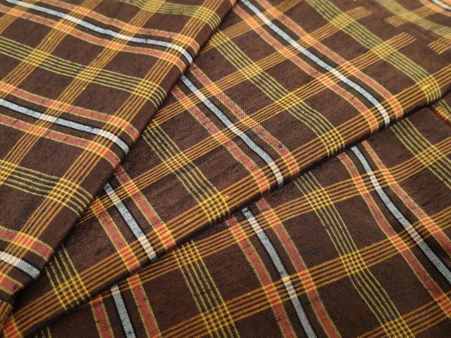 平和屋着物●上質な紬　格子柄　正絹　逸品　DAAY5869ud