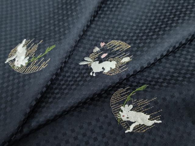 平和屋着物●上質な小紋　総刺繍　月兎　金糸　正絹　逸品　DAAY5875ud