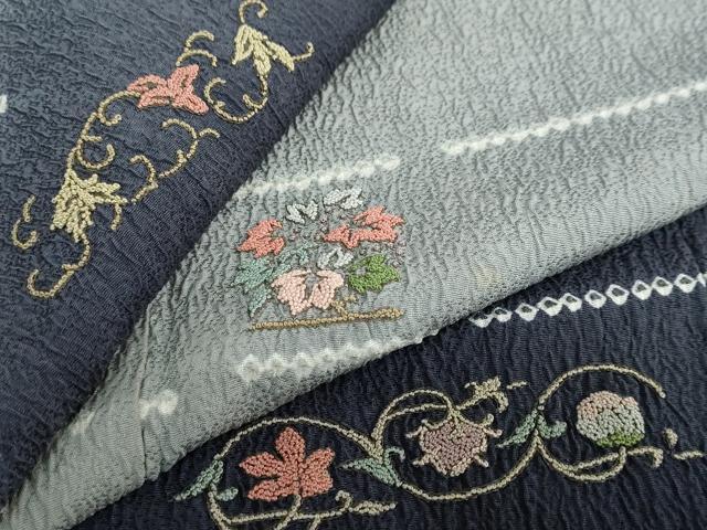 平和屋着物●中国三大刺繍　相良刺繍　訪問着　絞り　草花文　正絹　逸品　DAAY5877ud