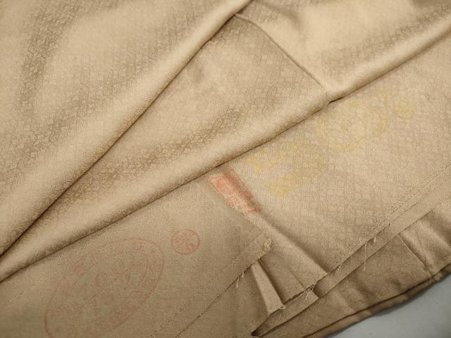 平和屋着物●上質な色無地　花菱地紋　朽葉色　反端付き　正絹　逸品　DAAY5897ud