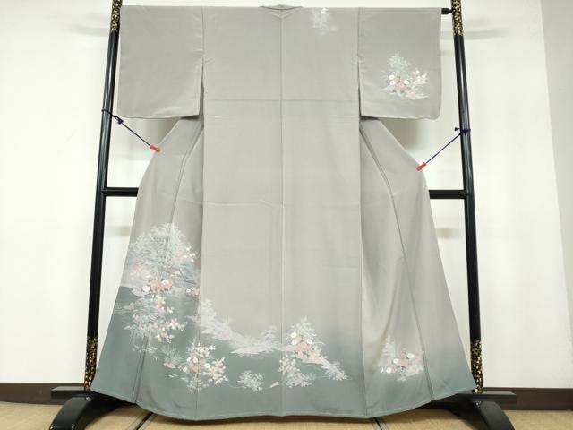 平和屋着物●訪問着　友禅　渡橋風景文　暈し染め　正絹　逸品　未使用　DAAY5925ud