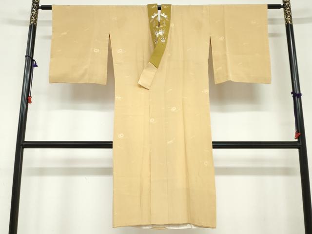 平和屋着物●長襦袢　無双仕立て　鼓敷松葉地紋　飴色　半衿刺繍　正絹　逸品　DAAY5944ud