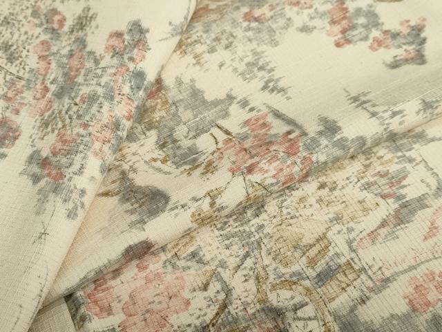 平和屋着物●上質な紬　風景草花文　正絹　逸品　DAAY5948ud