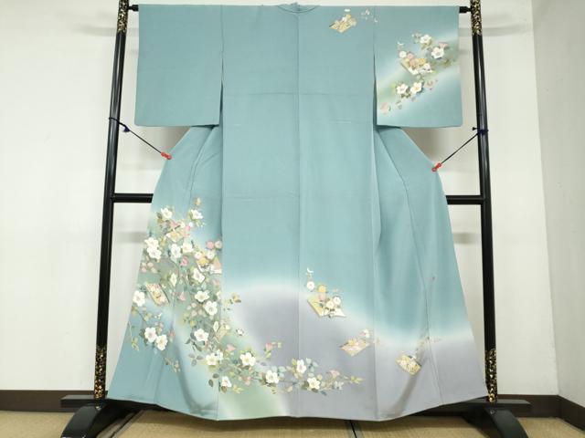 平和屋着物●訪問着　友禅　作家物　冊子草花文　暈し染め　正絹　逸品　DAAY5970ud