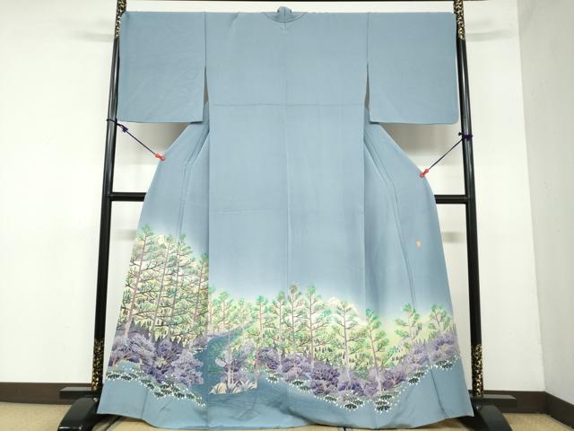 平和屋着物●本加賀友禅作家　酉川健一　色留袖　樹林遠山風景文　暈し染め　正絹　逸品　DAAY5988ud