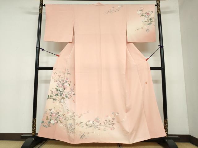 平和屋着物●訪問着　友禅　作家物　草花文　暈し染め　正絹　逸品　DAAY5993ud