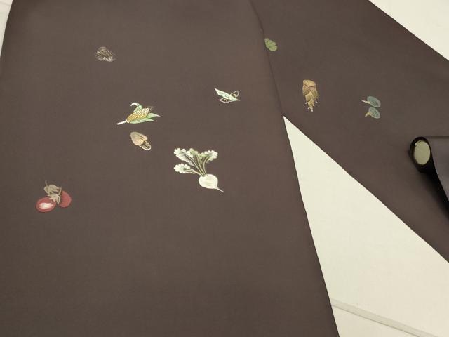 平和屋着物●塩瀬　名古屋帯　帯反物　総刺繍　やさいづくし　金糸　逸品　未使用　DAAY7503zy