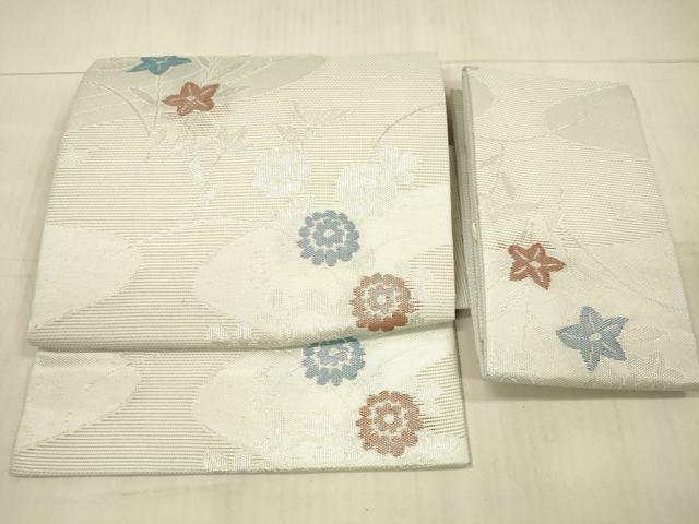 平和屋着物＊夏物　つけ帯　流水草花文　銀糸　DAAY8007cm