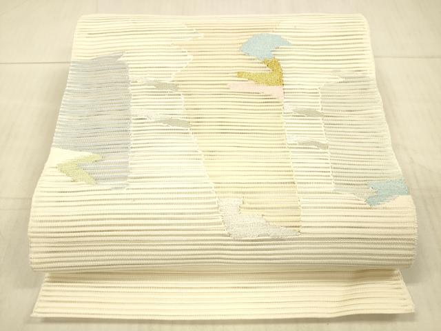 平和屋着物＊夏物　絽綴れ　八寸名古屋帯　抽象文様　金銀糸　正絹　逸品　DAAY8027cm