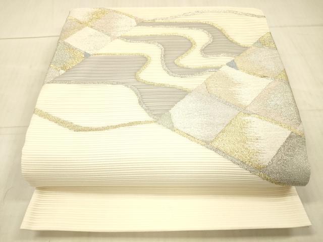 平和屋着物＊夏物　絽綴れ　太鼓柄袋帯　抽象流水文　金銀糸　正絹　逸品　DAAY8032cm