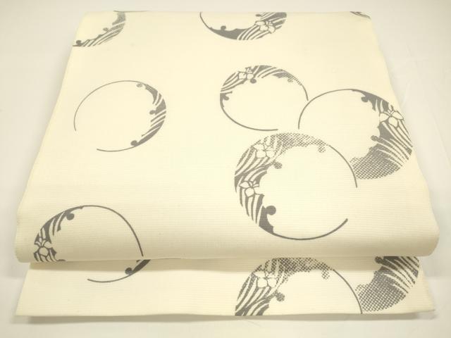 平和屋着物▽スリーシーズン　春夏秋　両面　全通柄袋帯　雪輪杜若文　正絹　逸品　DAAY8034cm