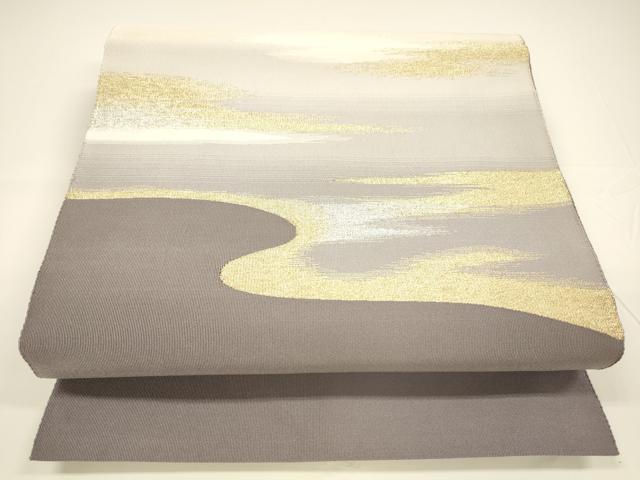 平和屋着物●爪掻き本綴れ　八寸名古屋帯　抽象文様　金銀糸　正絹　逸品　DAAY8041cm