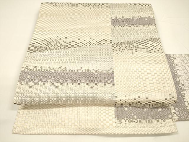 平和屋着物●本場筑前博多織　八寸名古屋帯　抽象文様　正絹　逸品　DAAY8105cm