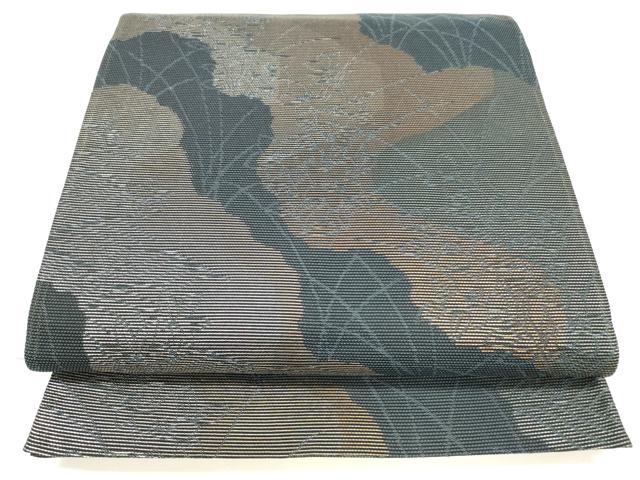 平和屋着物＊夏物　六通柄袋帯　草花文　金銀糸　正絹　逸品　DAAY8108cm