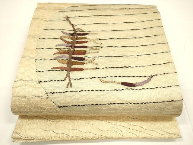 平和屋着物＊夏物　太鼓柄袋帯　成り物　正絹　逸品　DAAY8113cm